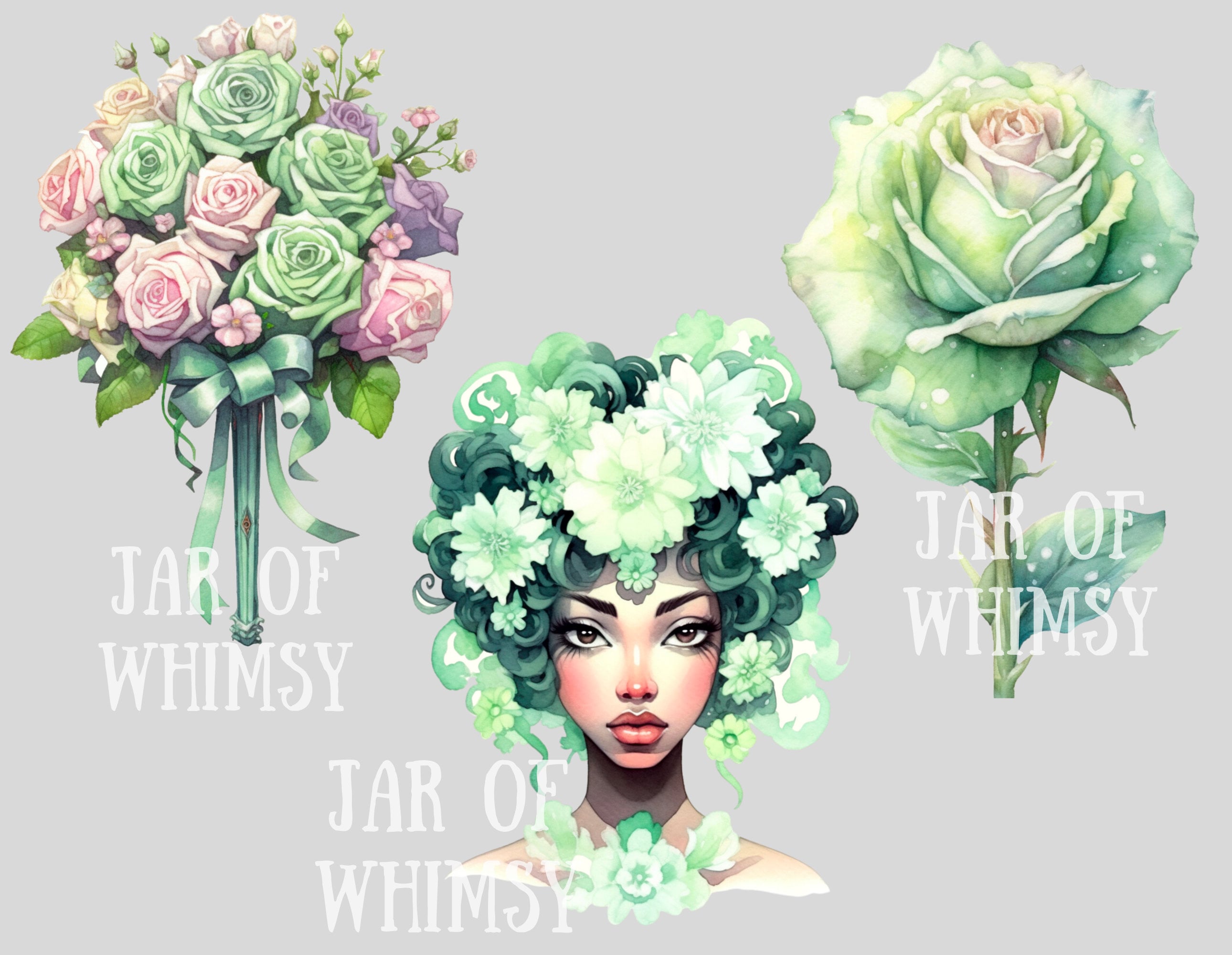 Watercolour Nature Pixie Clipart Green Earth Fairy PNG Digital Image ...