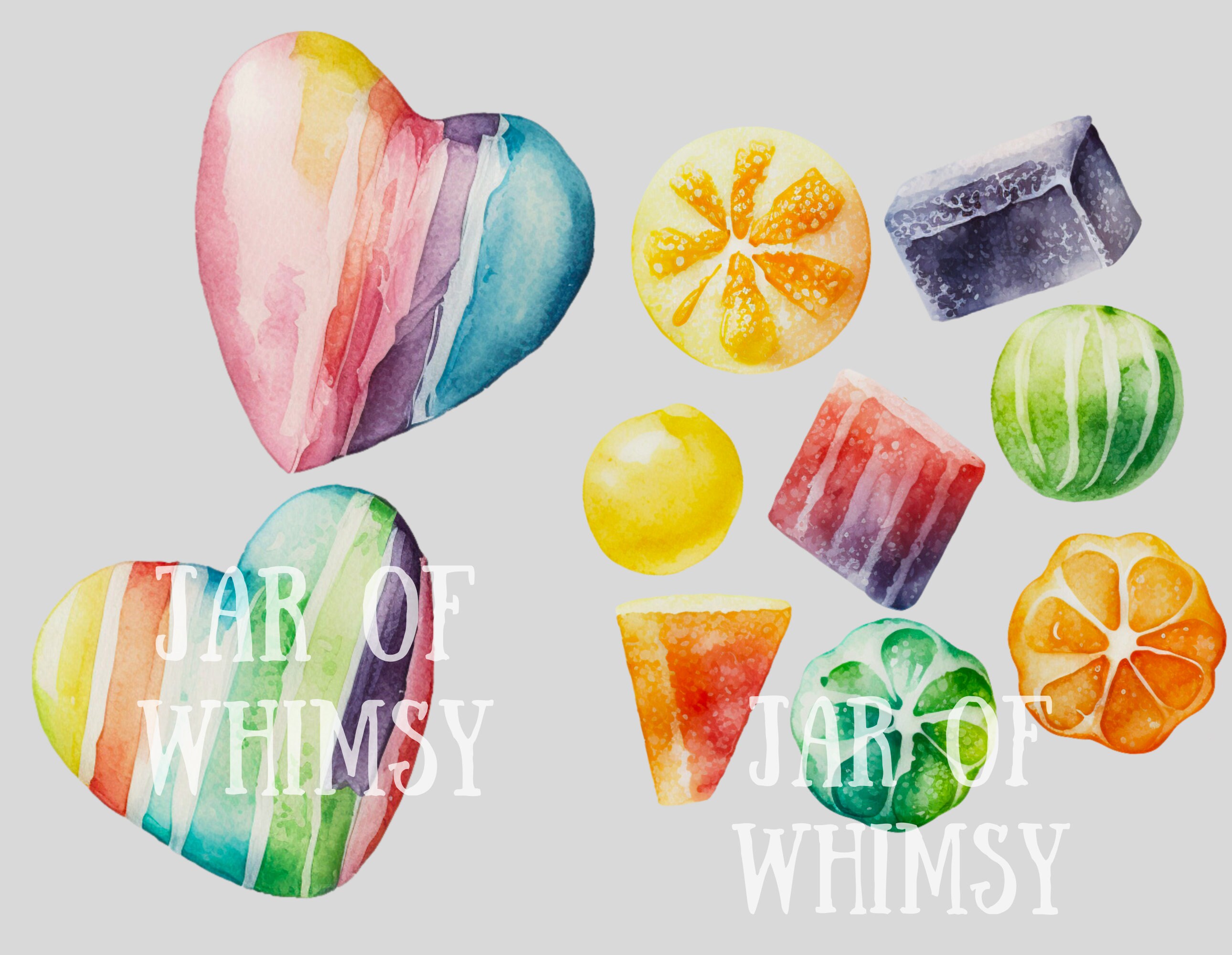Watercolour Rainbow Candy Clipart Lollipop PNG Digital Image Downloads ...
