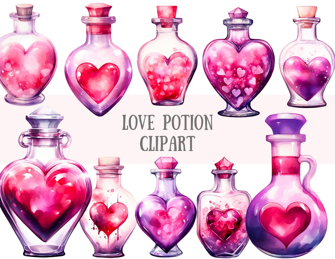 Watercolour Love Potion Clipart Cute Valentines Day Potion PNG Digital ...