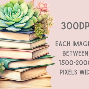 Watercolour Spring Book Stack Clipart Bookcase Bookworm PNG Digital ...