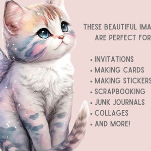 Watercolour Fantasy Fairy Kittens Clipart - Kawaii Cat PNG Digital ...