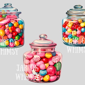 Watercolour Vintage Candy Jar Clipart Retro Lolly Jar PNG Digital Image ...