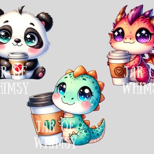 Watercolour Cute Coffee Clipart Takeaway Coffee Animal PNG Digital ...