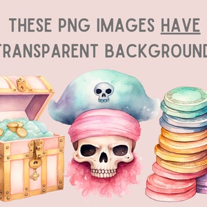 Watercolour Cute Pirate Clipart Baby Kawaii Pirate Party PNG Digital ...