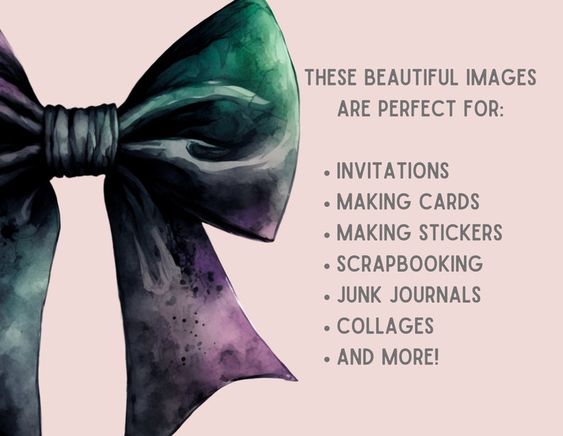 Watercolour Gothic Bows Clipart Dark Fantasy Bow PNG Digital - Etsy