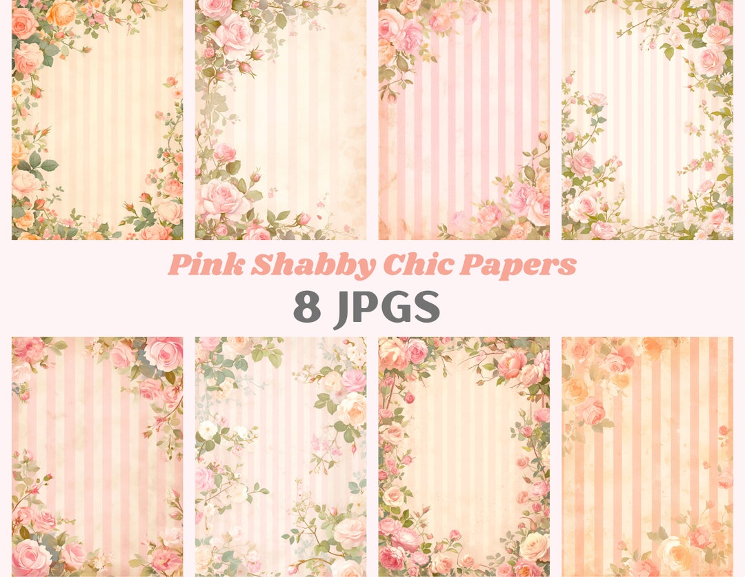 Watercolour Pink Shabby Chic Papers Clipart Digital Paper JPG Digital ...