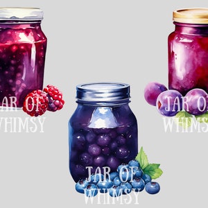 Watercolour Jam Jar Clipart Fruity Jam Jar PNG Digital Image Downloads ...