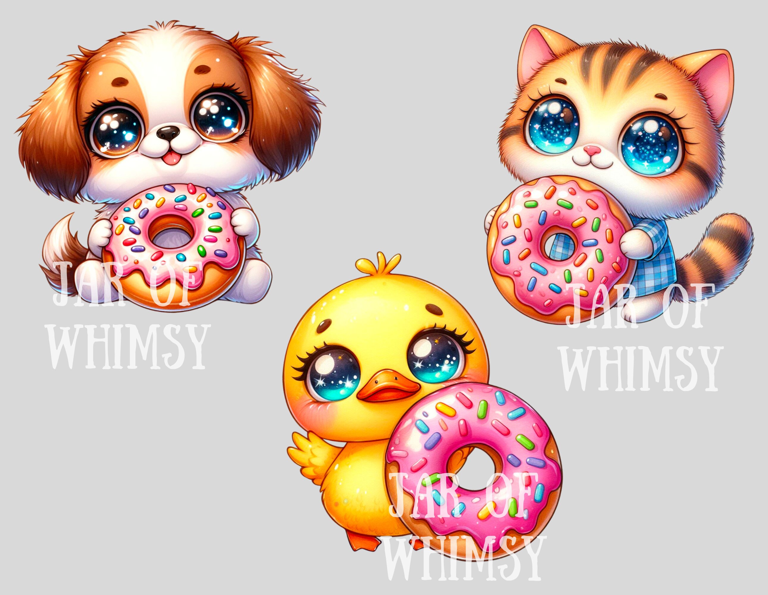 Watercolour Cute Donut Animal Clipart Doughnut Day Animal PNG Digital ...