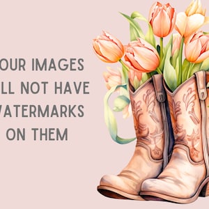 Watercolour Floral Cowgirl Boots Clipart Wild Western PNG Digital Image ...