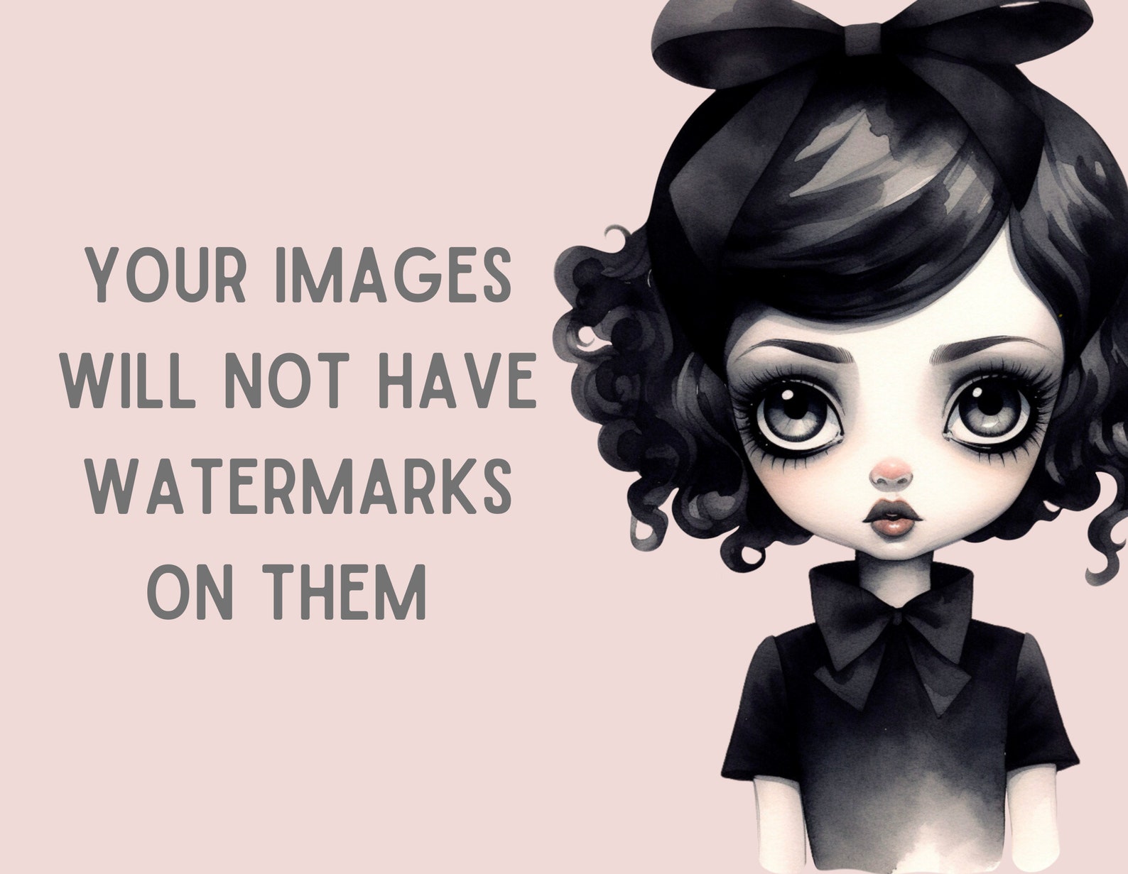 Watercolour Whimsical Gothic Girl Clipart Goth Fashion Girl PNG Digital ...