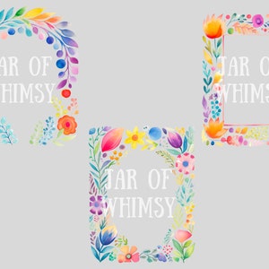 Watercolour Rainbow and Floral Frame Clipart Cute Bright Frames PNG ...