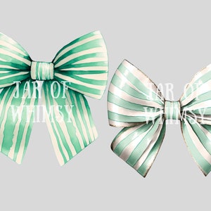 Watercolour Mint Bows Clipart - Mint Green Satin Bow PNG Digital Image ...