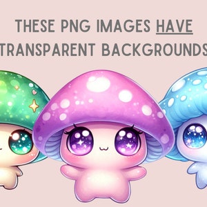 Watercolour Chibi Mushroom Clipart Kawaii Mushroom Toadstools PNG ...
