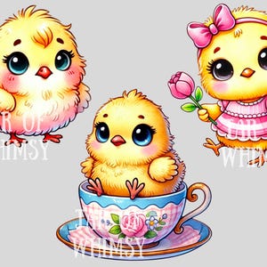 Watercolour Chibi Chick Clipart Cute Easter Chick Chicken PNG Digital ...