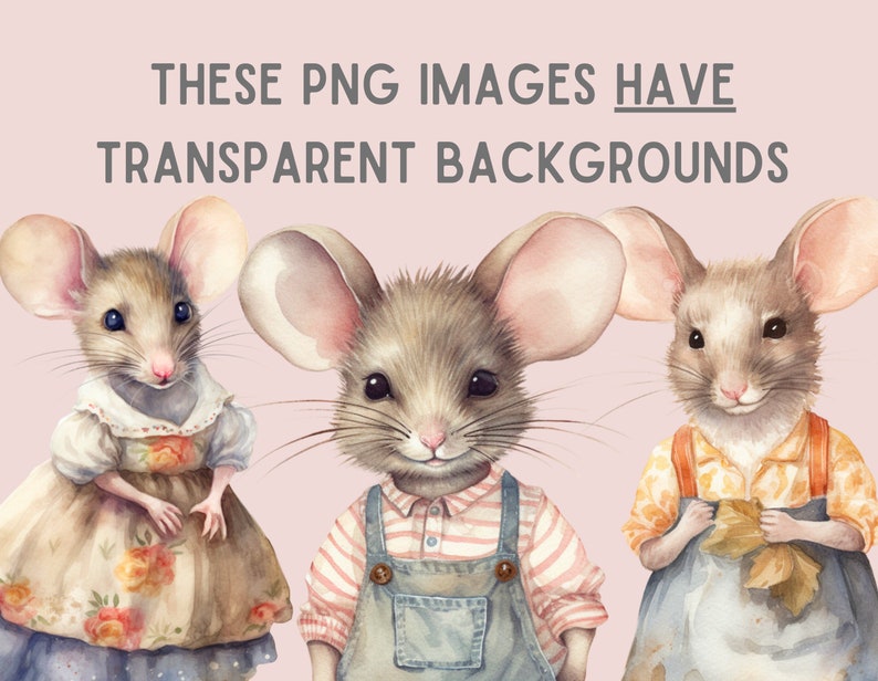 Watercolour Vintage Farm Mice Clipart Farm Mouse PNG Digital - Etsy