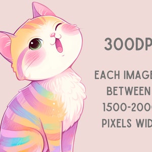 Watercolour Rainbow Kitty Clipart Cute Rainbow Cat PNG Digital Image ...