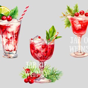 Watercolour Christmas Cocktail Clipart Holiday Drinks PNG Digital Image ...