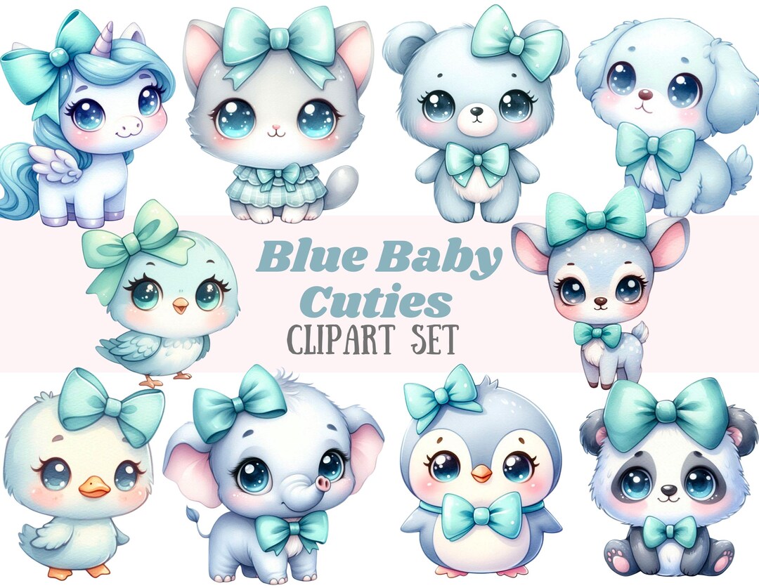 Watercolour Blue Baby Animal Clipart Baby Boy Animals PNG Digital Image ...
