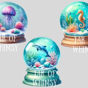Watercolour Under the Sea Snow Globe Clipart Snowdome PNG Digital Image ...