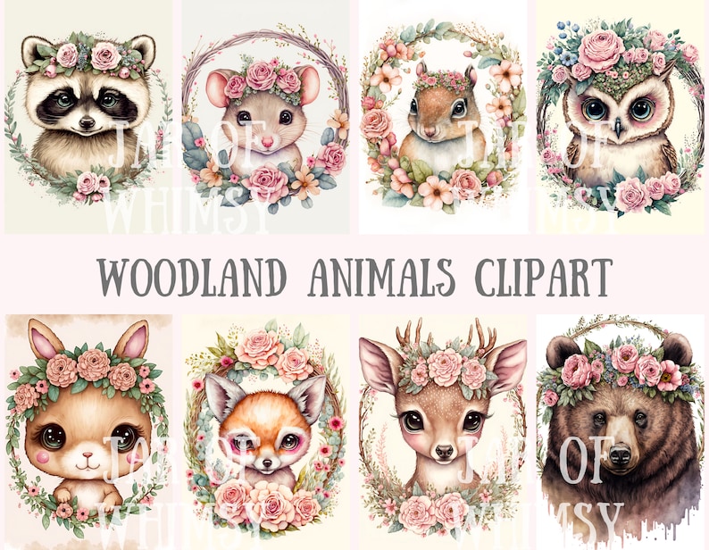 Watercolour Woodland Animals Clipart - Bear Deer Fox Owl PNG Digital ...
