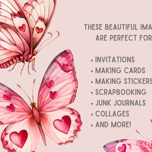 Watercolour Valentines Day Butterfly Clipart Cute Butterfly PNG Digital ...