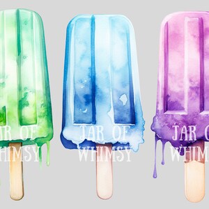 Watercolour Popsicle Clipart Summer Ice Cream Ice Block Lolly PNG ...