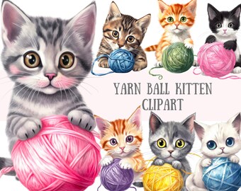 Cat With Yarn Clipart Vector Graphic Svg Png Jpg Eps Cute Cat With Lots ...