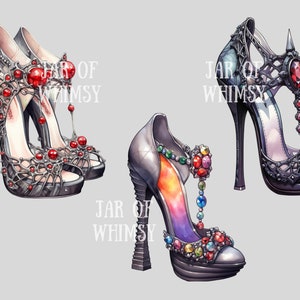 Watercolour Gothic Heels Clipart Halloween Fantasy PNG Digital Image ...