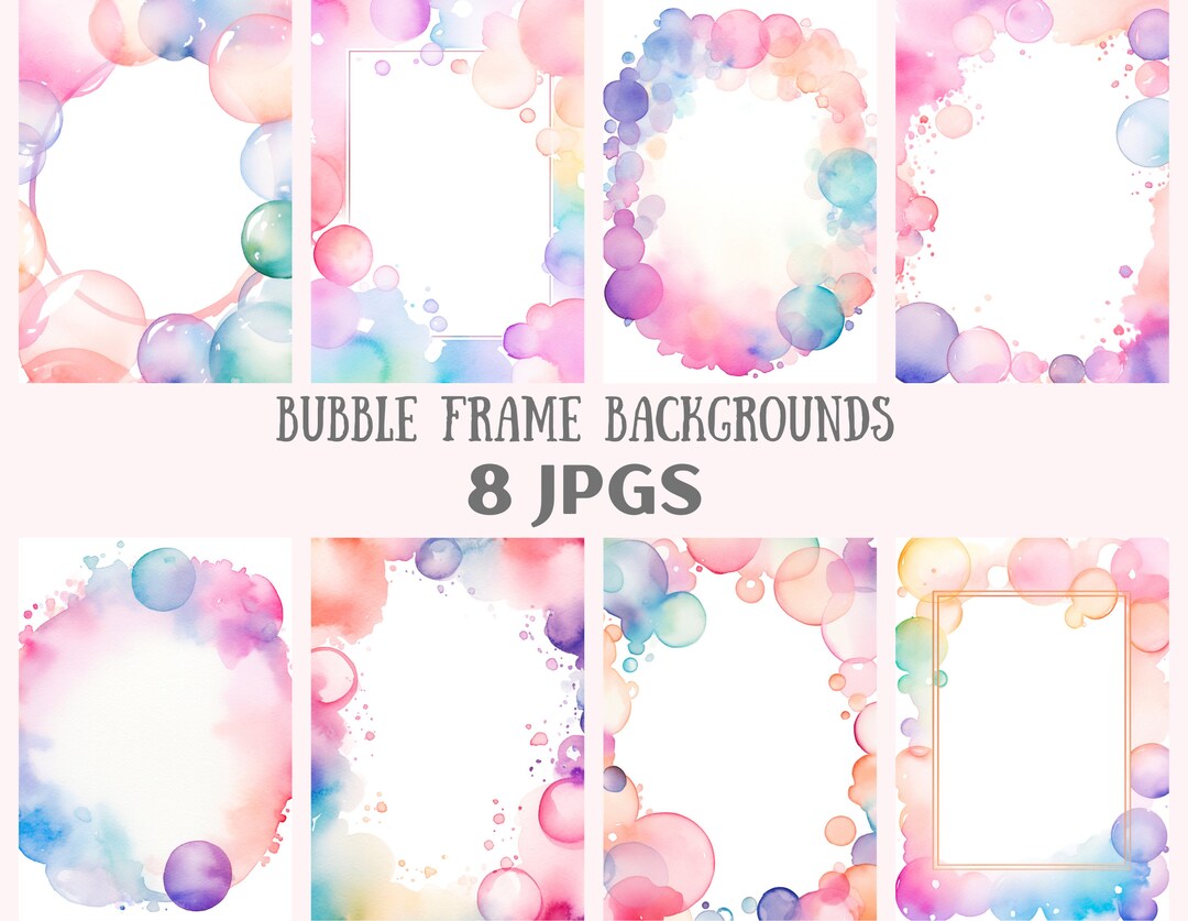 Watercolour Bubble Frame Background Clipart Bubble Party JPG Digital ...