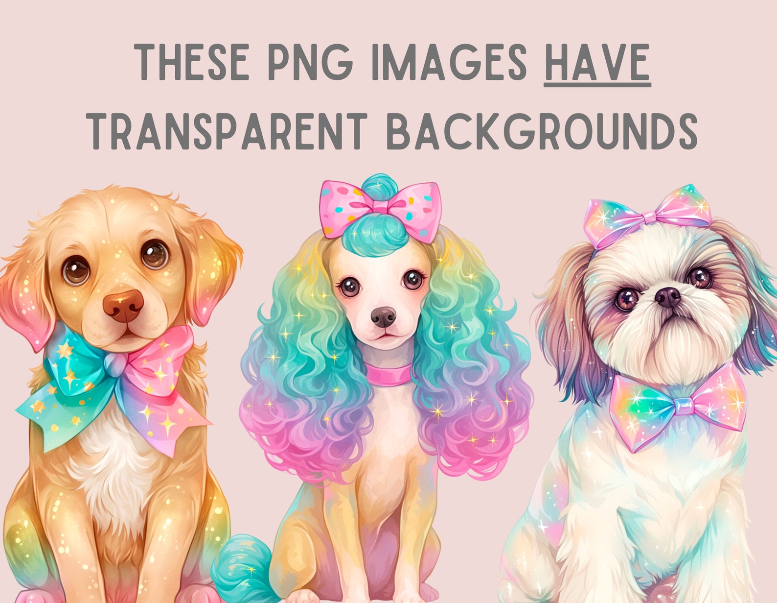 Watercolour Sparkly Rainbow Dog Clipart Magical Rainbow Puppy PNG ...