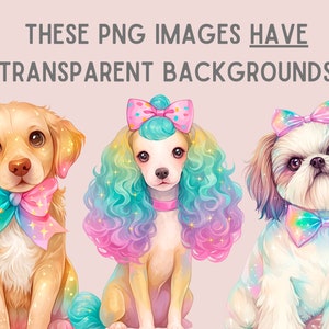 Watercolour Sparkly Rainbow Dog Clipart Magical Rainbow Puppy PNG ...