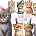 Watercolour Party Cats Clipart Cute Kitten Birthday PNG Digital Image ...