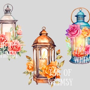 Watercolour Floral Lanterns Clipart Floral Lantern PNG Digital Image ...