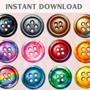 Watercolour Button Clipart Round Colourful Button PNG Digital Image ...
