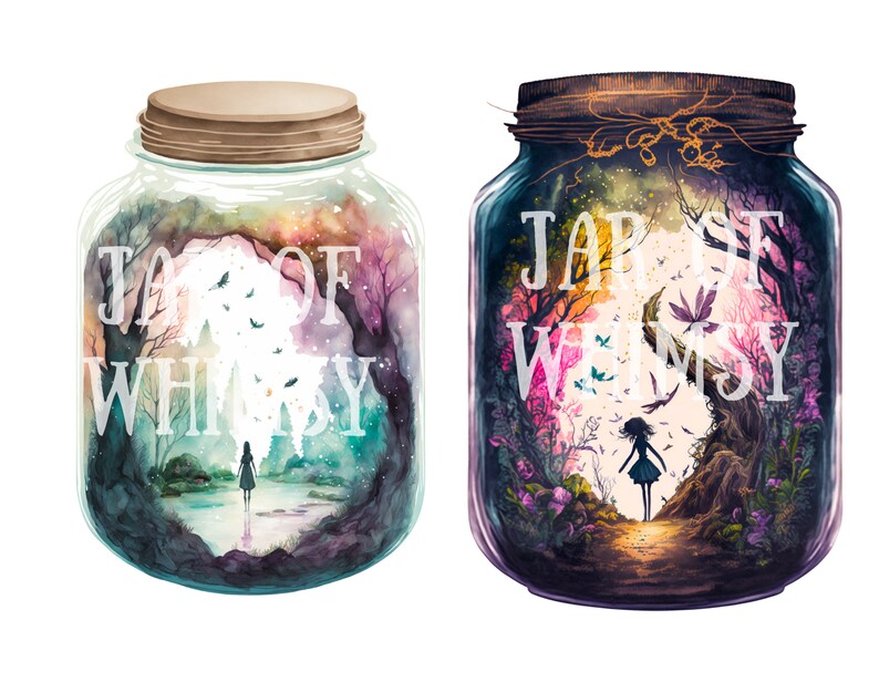 Watercolour Magic Fairy Garden Jars Clipart - Fantasy PNG Digital Image ...