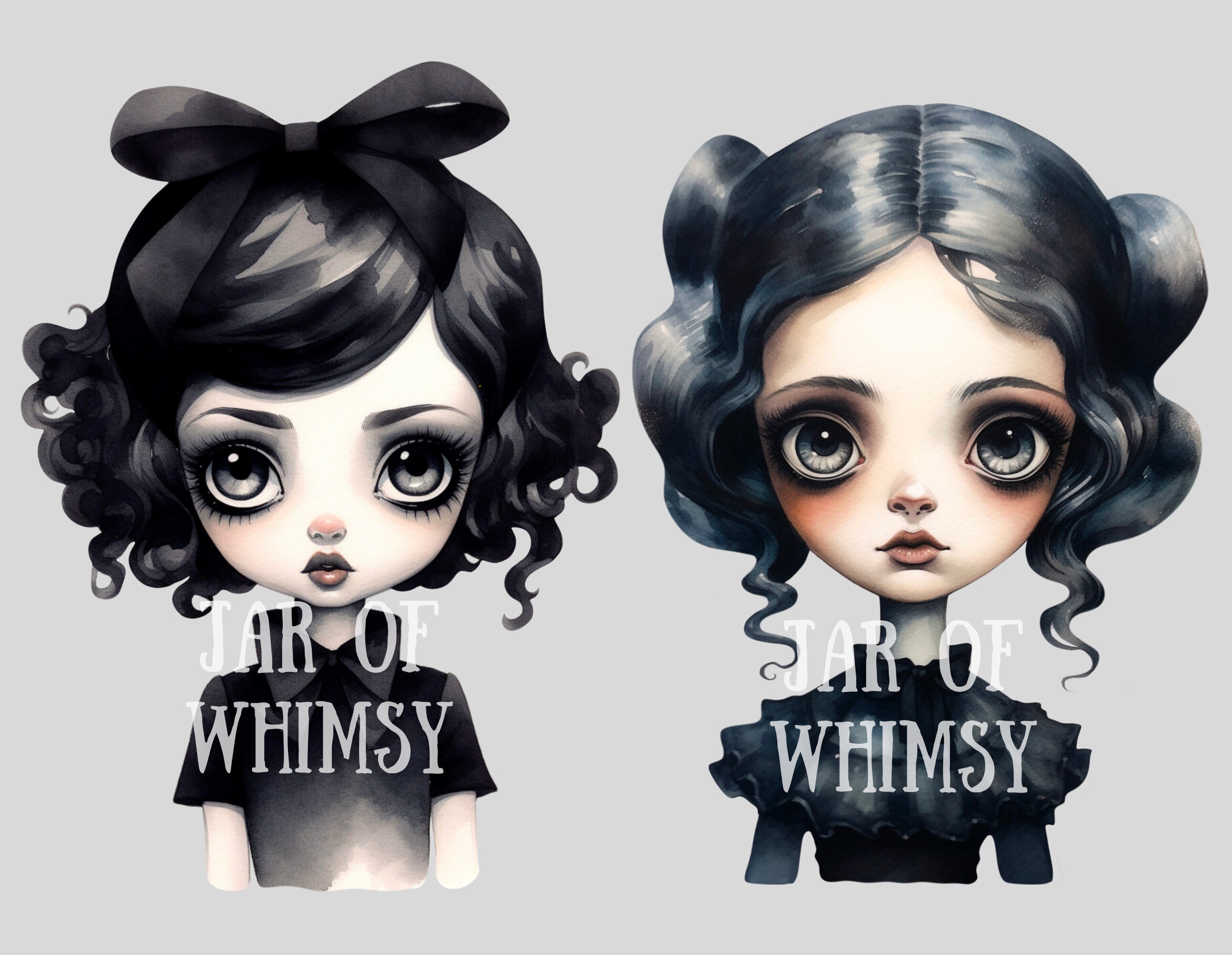Watercolour Whimsical Gothic Girl Clipart Goth Fashion Girl PNG Digital ...