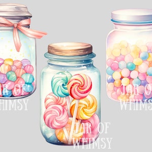 Watercolour Rainbow Candy Jar Clipart Pastel Lolly Jar PNG Digital ...