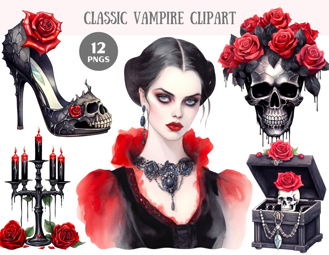 Watercolour Classic Vampire Clipart Halloween Fantasy PNG Digital Image ...