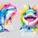 Watercolour Rainbow Sea Creatures Clipart Turtle Sea Horse PNG Digital ...