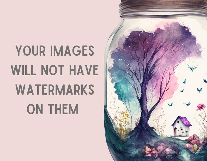 Watercolour Magic Fairy Garden Jars Clipart - Fantasy PNG Digital Image ...