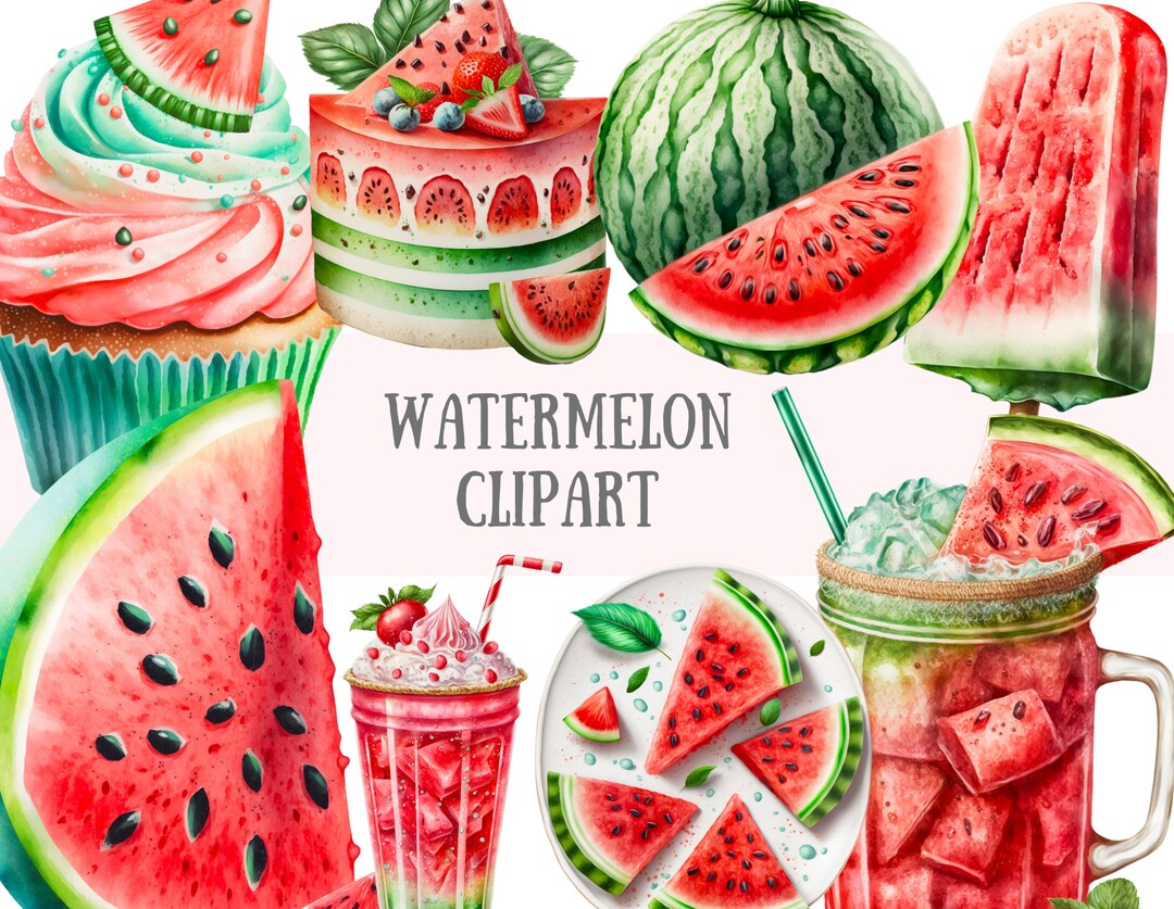 Watercolour Watermelon Clipart Summer Fruit PNG Digital Image Downloads ...
