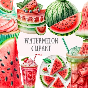 Watercolour Watermelon Clipart Summer Fruit PNG Digital Image Downloads ...