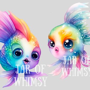 Watercolour Rainbow Sea Creatures Clipart Turtle Sea Horse PNG Digital ...