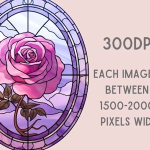 Watercolour Rose Stained Glass Window Clipart Rose Window PNG Digital ...