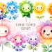 Watercolour Kawaii Flower Clipart Pink Cute Chibi Flower PNG Digital ...