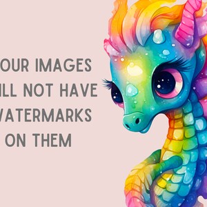 Watercolour Rainbow Sea Creatures Clipart Turtle Sea Horse PNG Digital ...