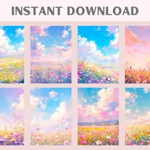 Watercolour Flower Field Background Clipart Wildflower Fields JPG ...