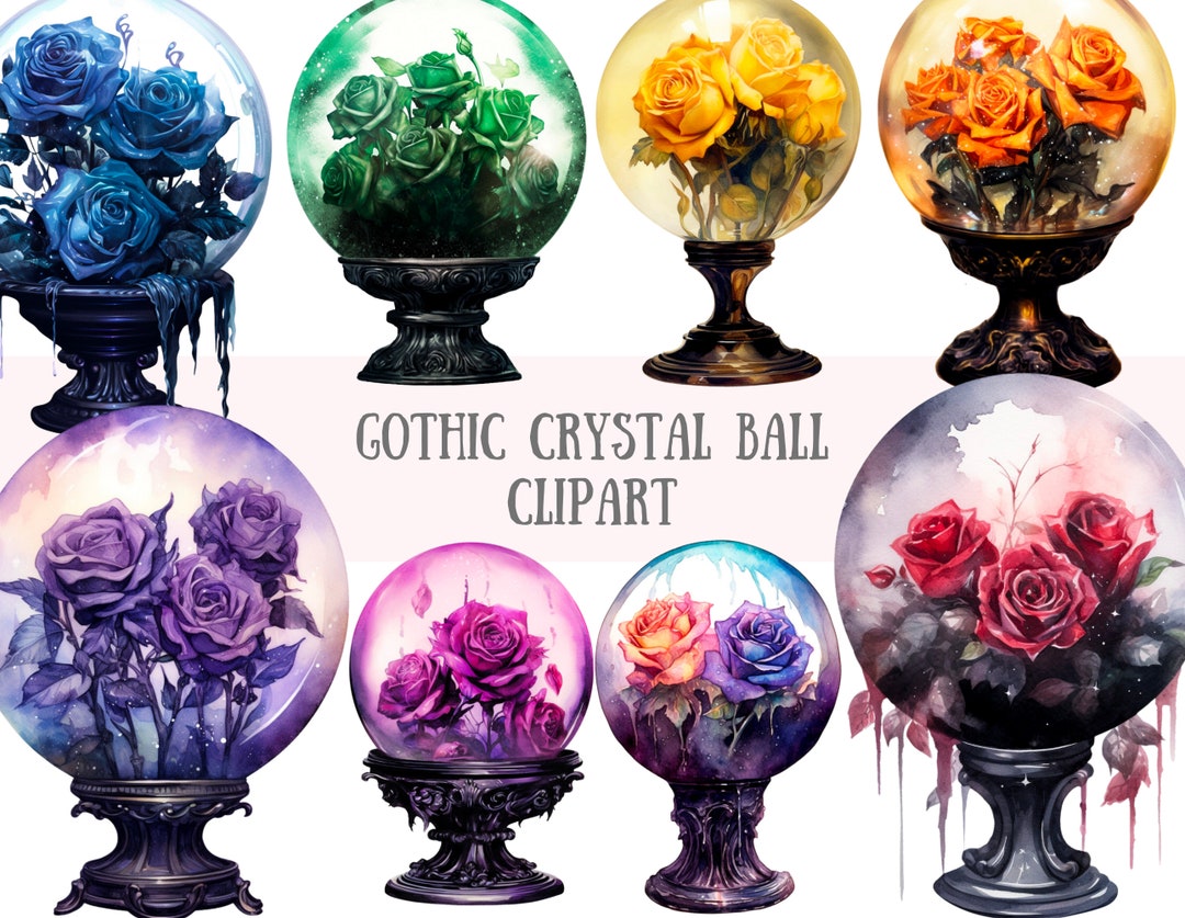 Watercolour Gothic Crystal Ball Clipart Fortune Teller Ball PNG Digital ...