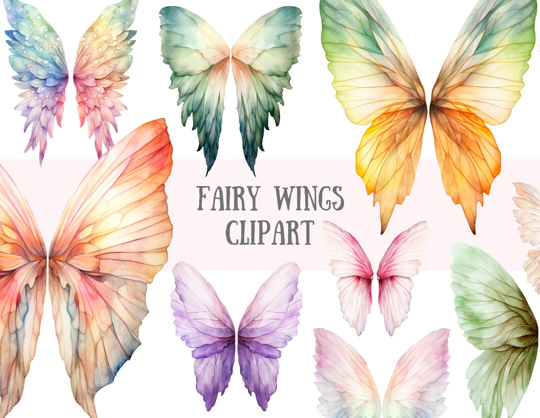 Watercolour Fairy Wings Clipart Pixie Fairy Angel Wings PNG Digital ...