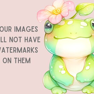 Watercolour Kawaii Frog Clipart Super Cute Chibi Frog Lily Pad PNG ...